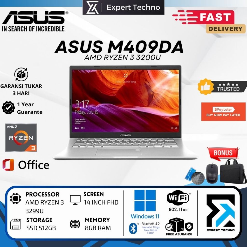 Jual ASUS VIVOBOOK M409DA AMD RYZEN 3 3200U / 8GB RAM / 512GB SSD / 14 ...
