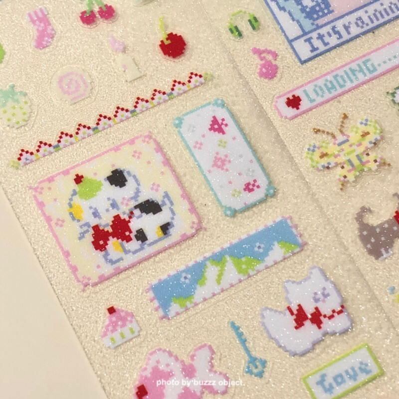 Jual [capsule] Pixel Notes Glitter Sticker Roll || Cute Japanese Korean ...