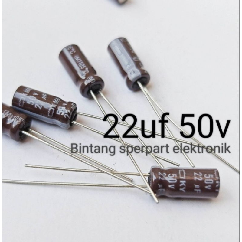 Jual (1 Buah) KAPASITOR ELCO 22UF 50V CAPACITOR ELCO 22UF 50V KAPASITOR ...