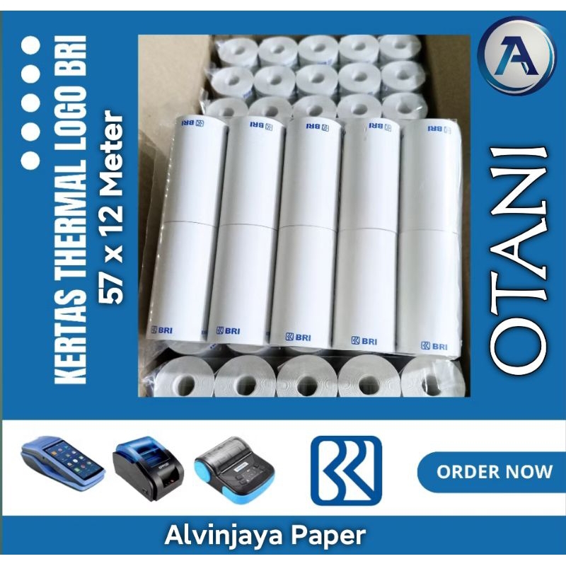 Jual 10 Roll Original Otani Kertas EDC Logo BRI 57x33 | Shopee Indonesia