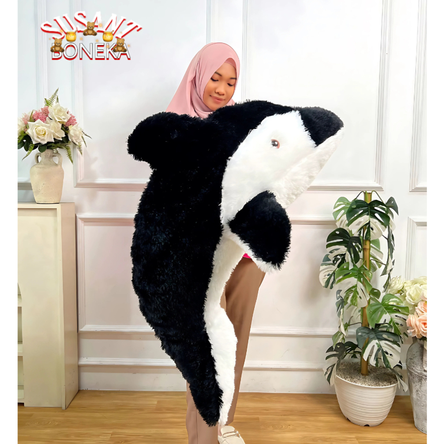 Jual Boneka lumba lumba jumbo besar 1 meter bantal dolphin bisa ukir ...