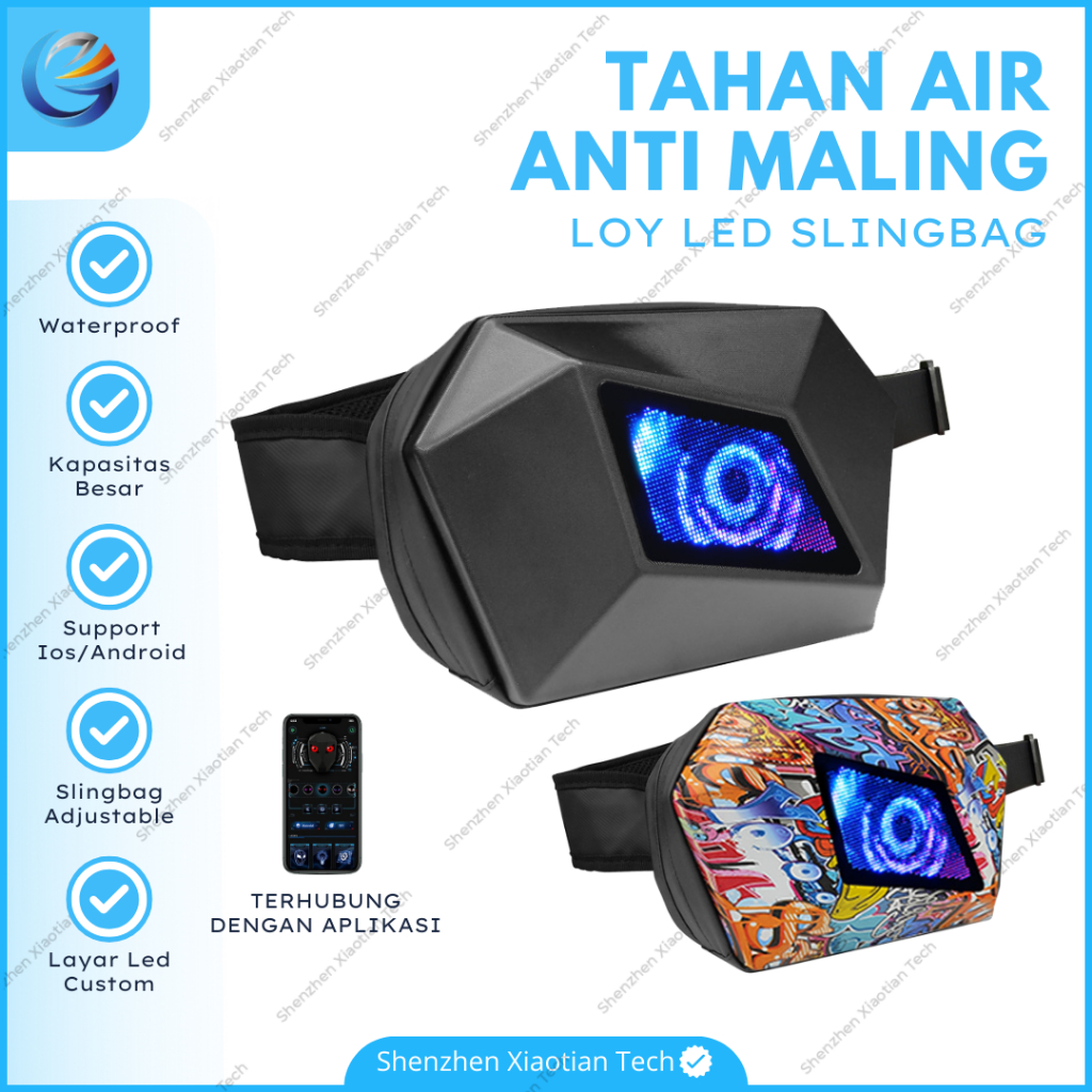 Jual LOY LED Slingbag Abstract Bluetooth Control Waterproof | Tas ...