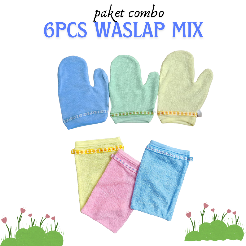 Jual paket combo 6pcs waslap model jari dan kotak | Shopee Indonesia