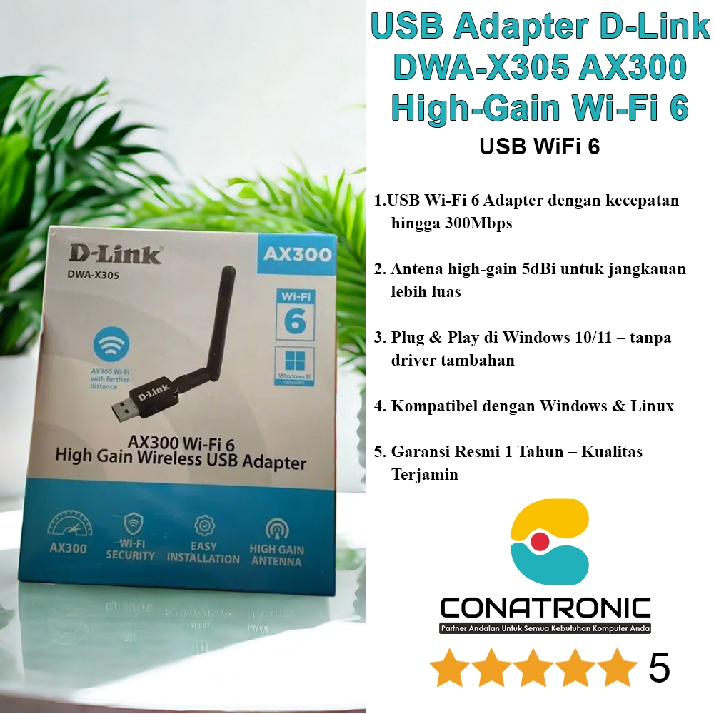 Jual D-Link DWA-X305 USB WiFi 6 Adapter AX300 | Penguat Sinyal WiFi dengan Antena Eksternal ...