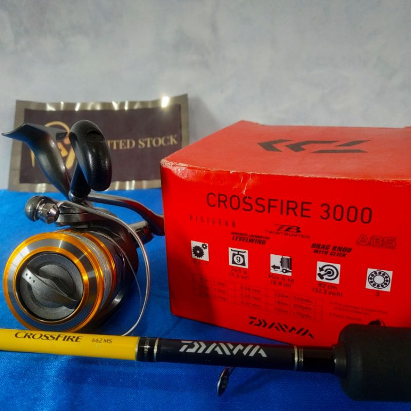 Jual [SECOND] Original Combo Daiwa Crossfire Reel 3000 Rod Joran Spinning 662MS Set Senar PE J ...