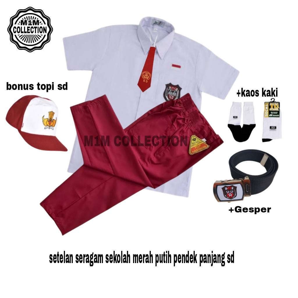 Jual Seragam Sekolah SD Merah Putih Pendek Panjang Setelan Baju Anak ...