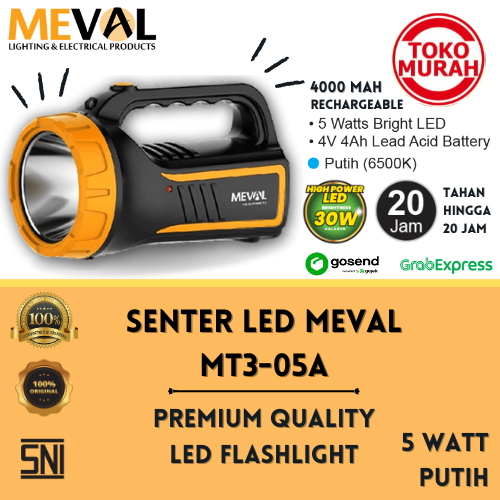 Jual Senter Tangan Jumbo MEVAL MT3-05A Premium LED Flashlight 5 Watt ...