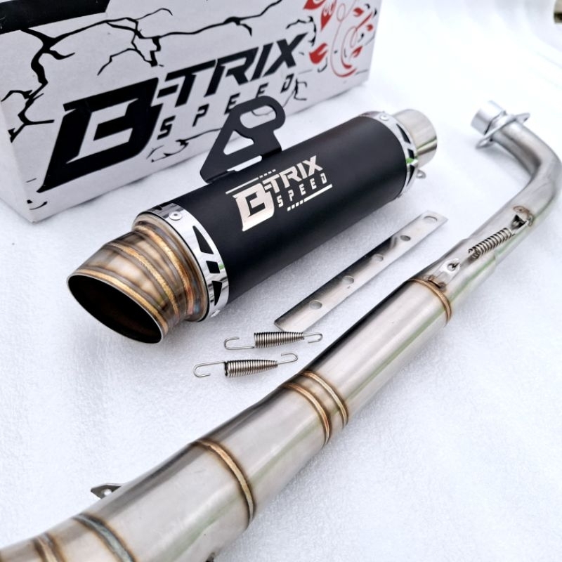 Jual 1set knalpot racing B TRIX Speed black doff Jupiter z Supra x 125 ...