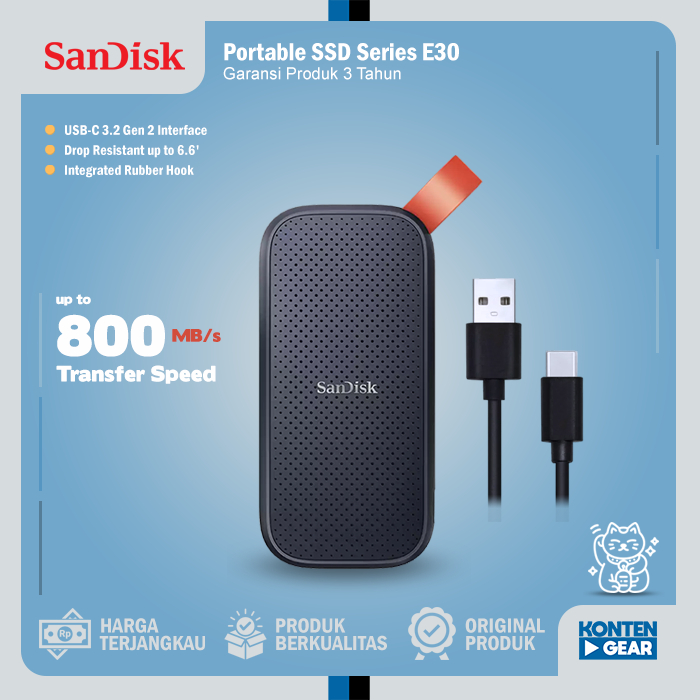 Jual SanDisk 2TB | 1TB | 480GB Portable SSD External [E30 Series] Original | Shopee Indonesia
