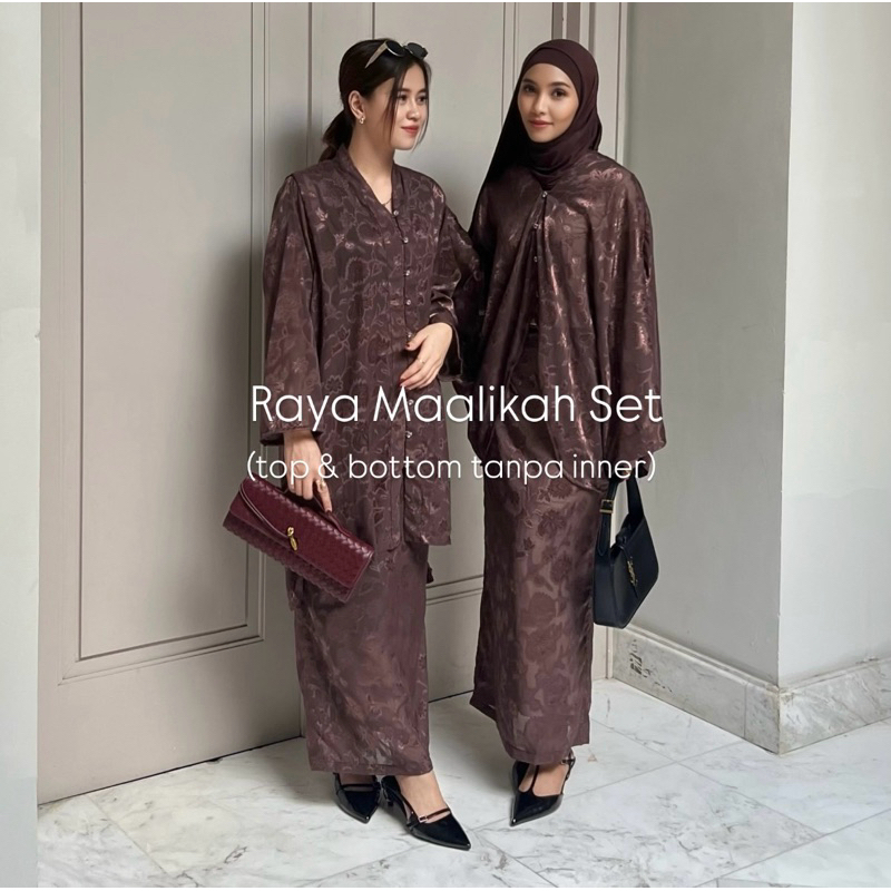 Jual Raya Maalikah Set | Baju Kurung | Outer Batwing | One Set | Set ...