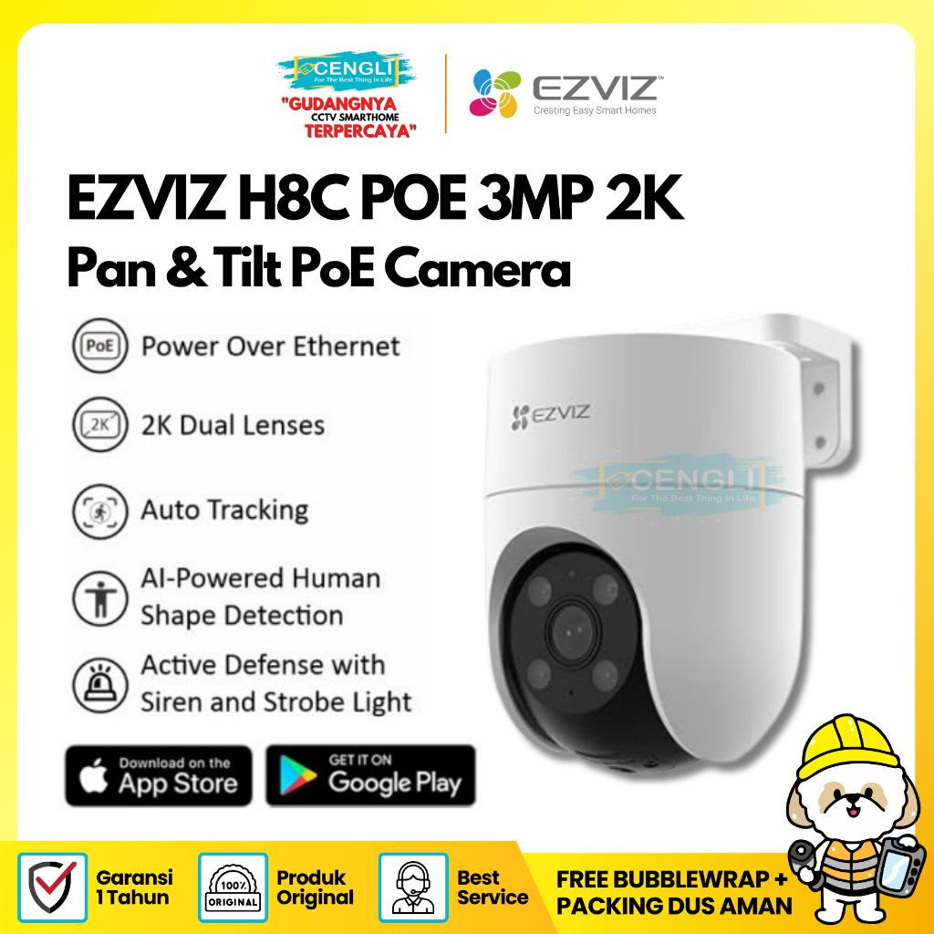 Jual Ip camera CCTV Outdoor Ezviz H8C PoE 3MP 2K Pan & Tilt Camera H.265 Auto Tracking | Shopee ...
