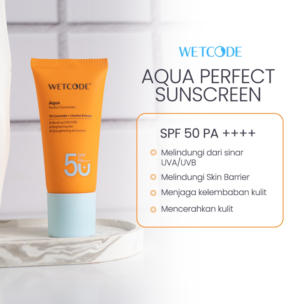 Jual Sunscreen 7X Ceramide Niacinamide Sun screen SPF 50 PA++++ / WETCODE Aqua Perfect Sunscreen ...