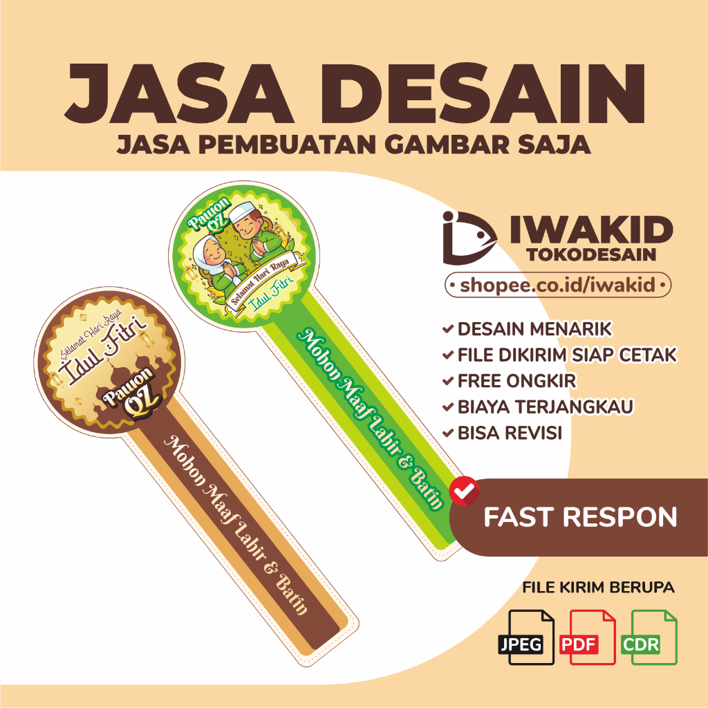 Jual Jual Jasa Desain Stiker Kue Ucapan Idul Fitri Bentuk Custom Lucu ...