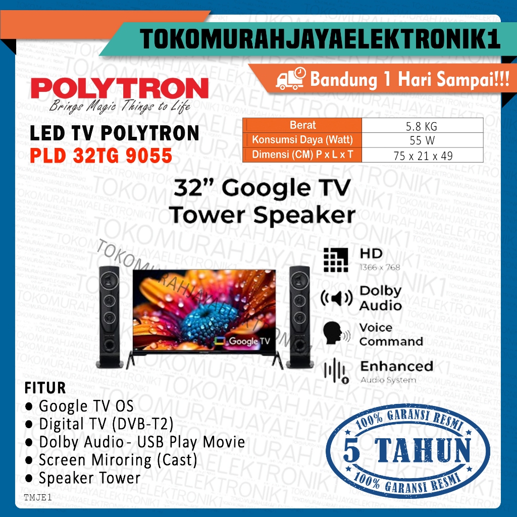 Jual LED TV POLYTRON Smart Cinemax Google TV 32 inch PLD 32TG9055 Garansi Resmi | Shopee Indonesia