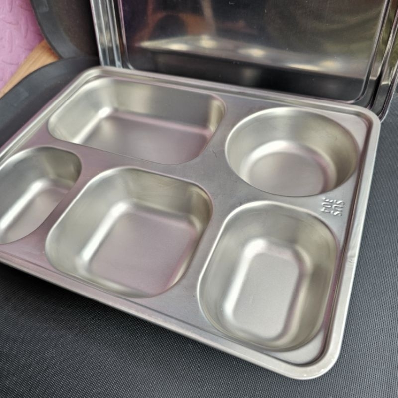 Jual Food Tray SUS 304 / Kotak Makan 5 Sekat / Bento / Bekal / Plato ...