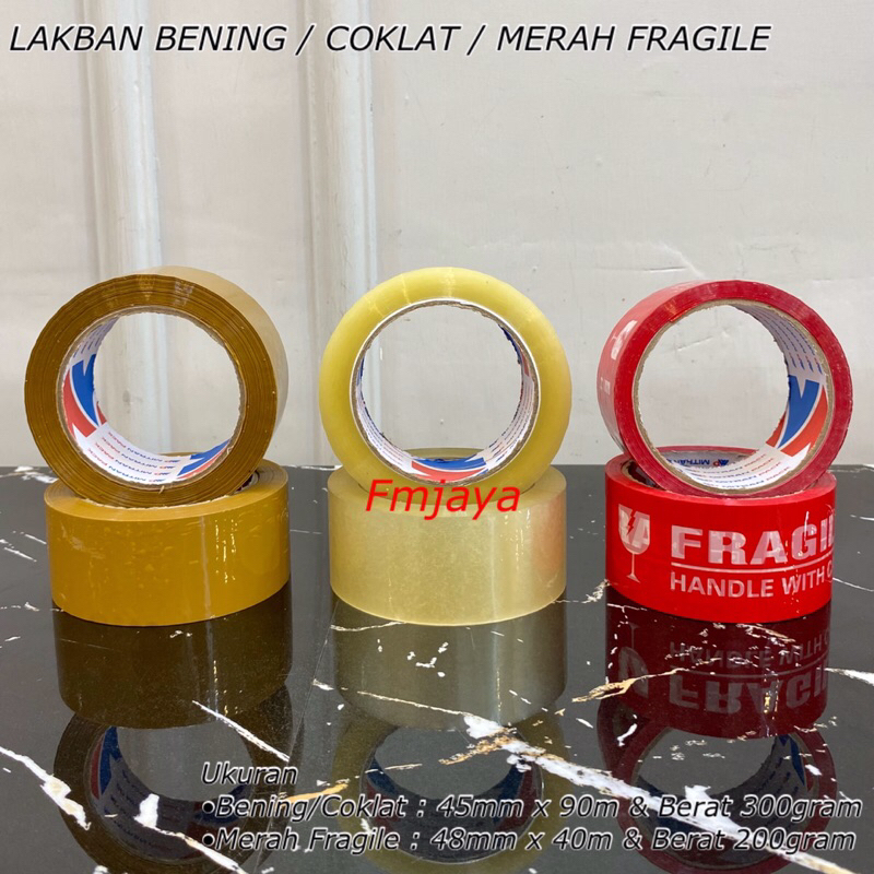 Jual [GP77] LAKBAN BESAR BENING - COKLAT 45 MM X 90 M || LAKBAN FRAGILE ...
