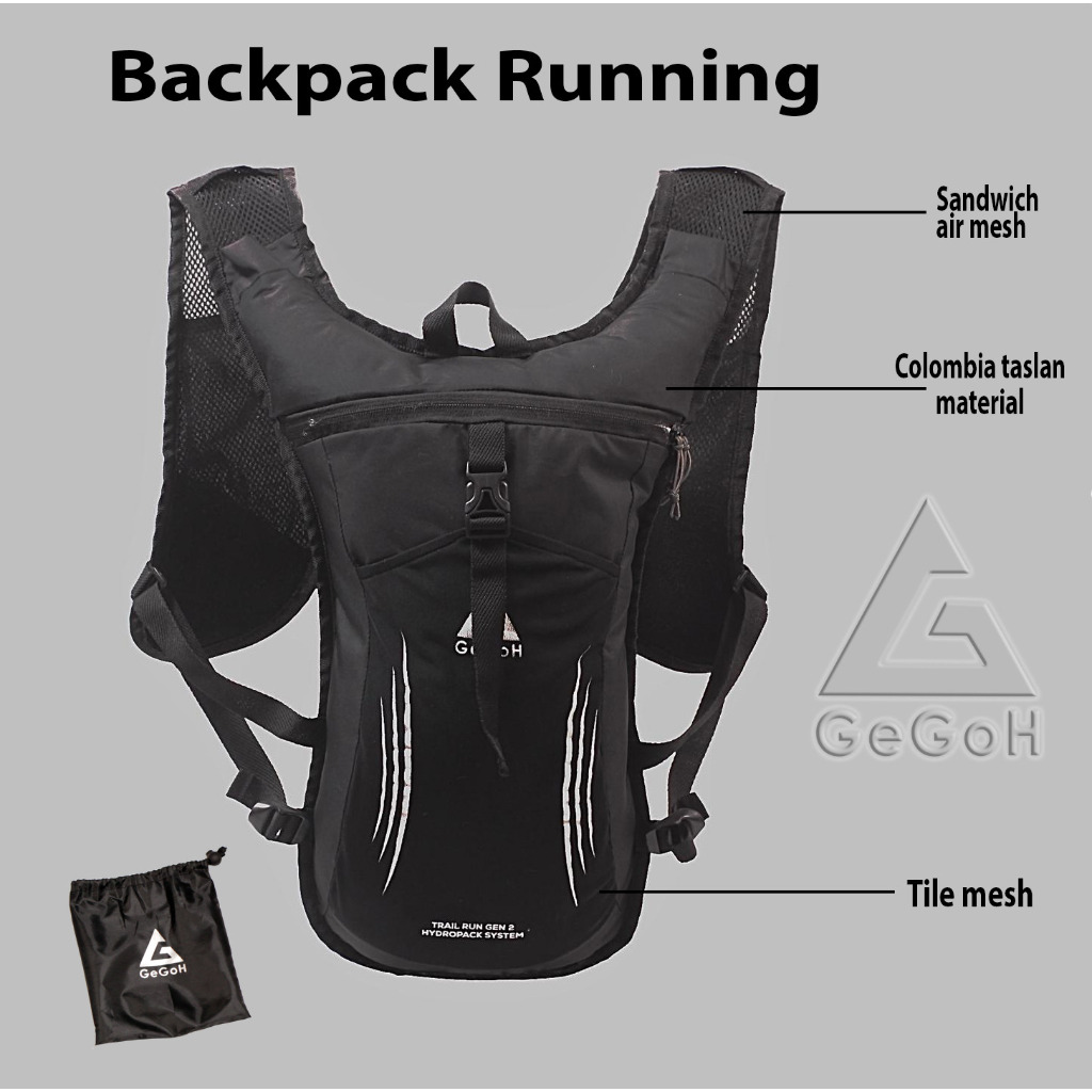Jual (G.e.G.o.h)_ Backpack Running Water Resistant Tas Sepeda Trail Run ...