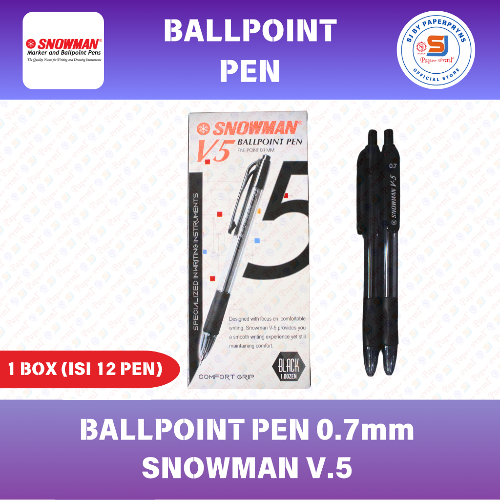 Jual BALLPOINT PEN 0.7mm SNOWMAN V.5 (1 BOX ISI 12 PEN) | Shopee Indonesia