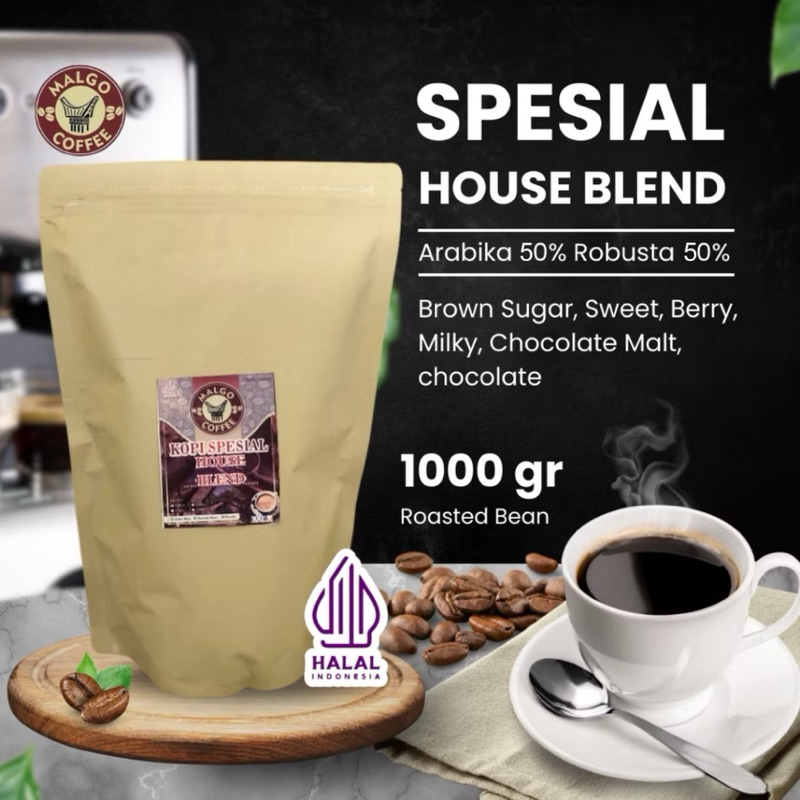 Jual KOPI HOUSE BLEND ARABICA 50% + ROBUSTA 50% SPECIAL ROASTED BEAN ...