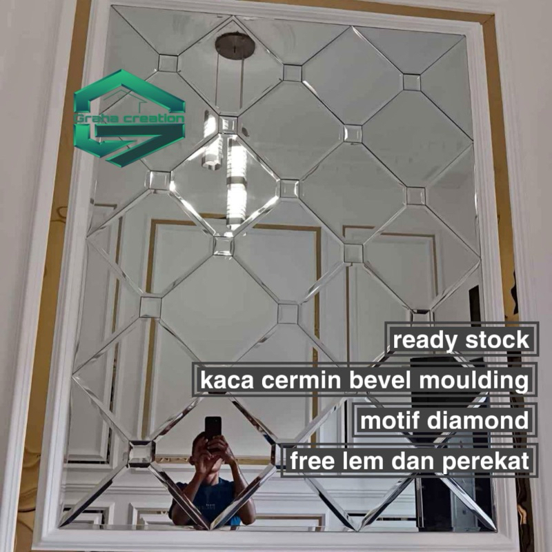 Jual READY 80x120 diamond-kaca cermin bevel moulding tebal kaca 5mm ...