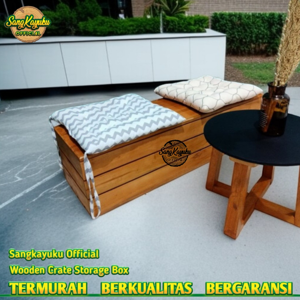 Jual Wooden Storage Box Tutup Full Papan 120x40x40 cm Kayu Kotak ...