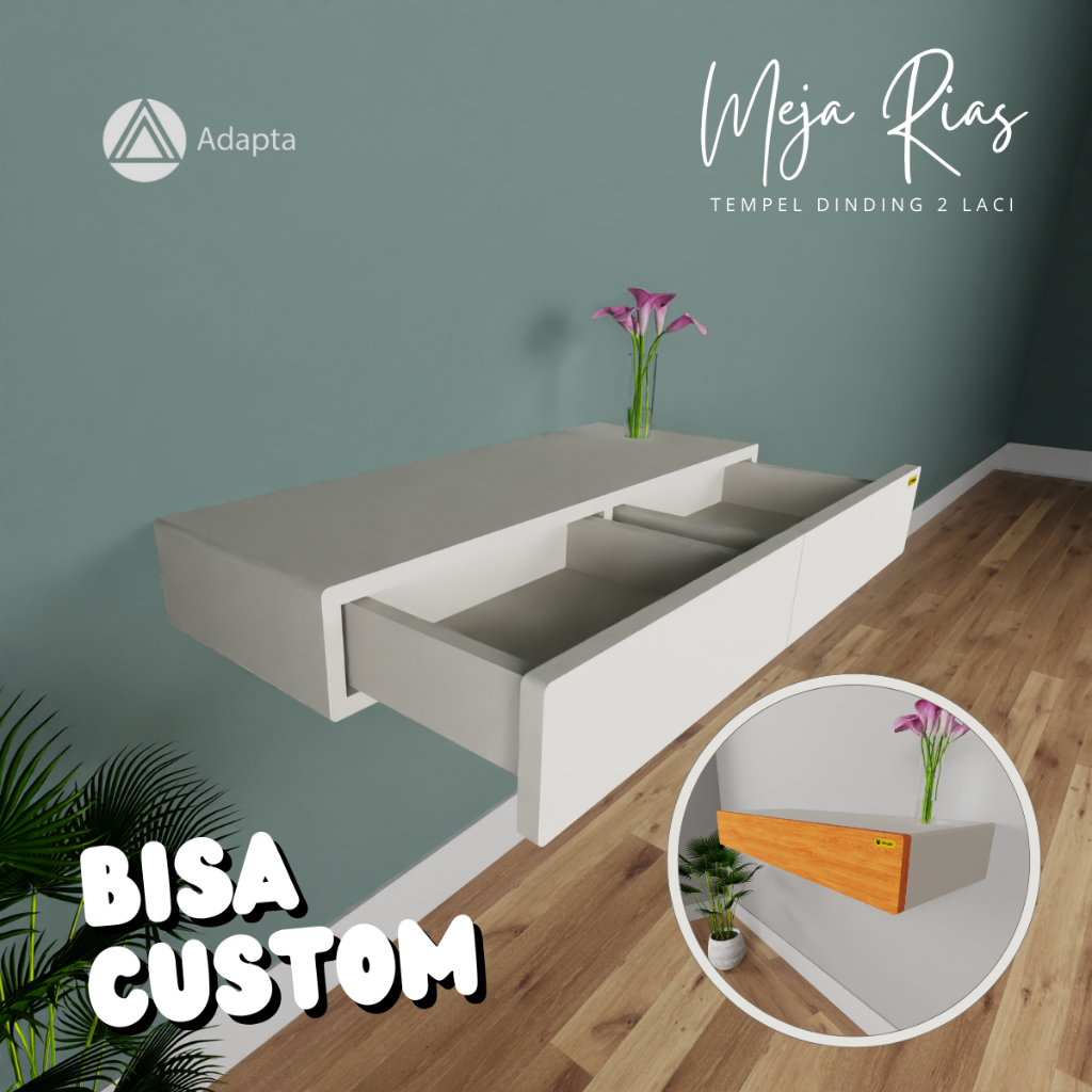 Jual Adapta - Meja Rias Tempel Dinding 2 Laci - Drawer Gantung Rel ...