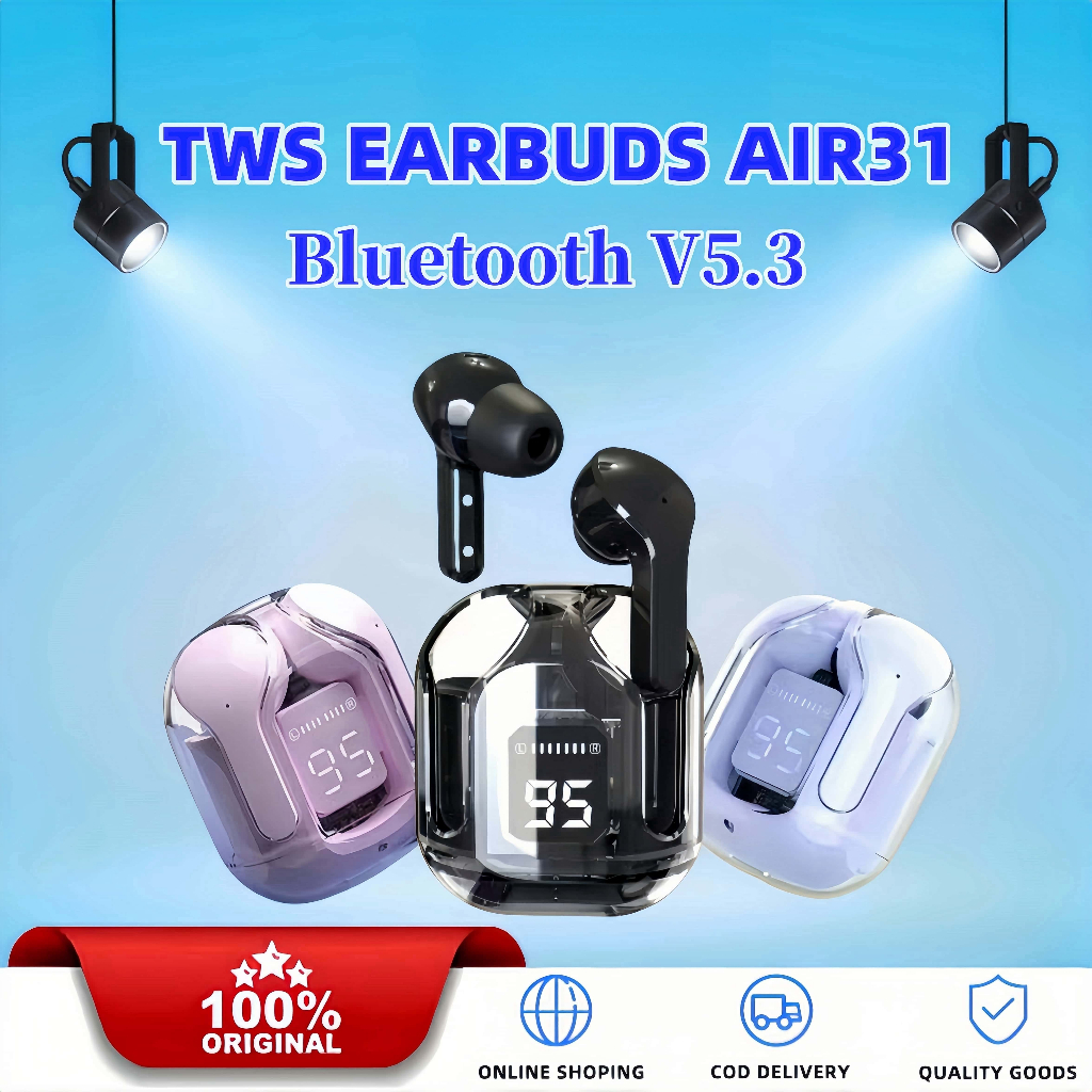 Jual Headphone Air31 Tws Bluetooth v5.3 In-Ear Earbuds In-Ear Headphone Bluetooth Tembus Peredam ...