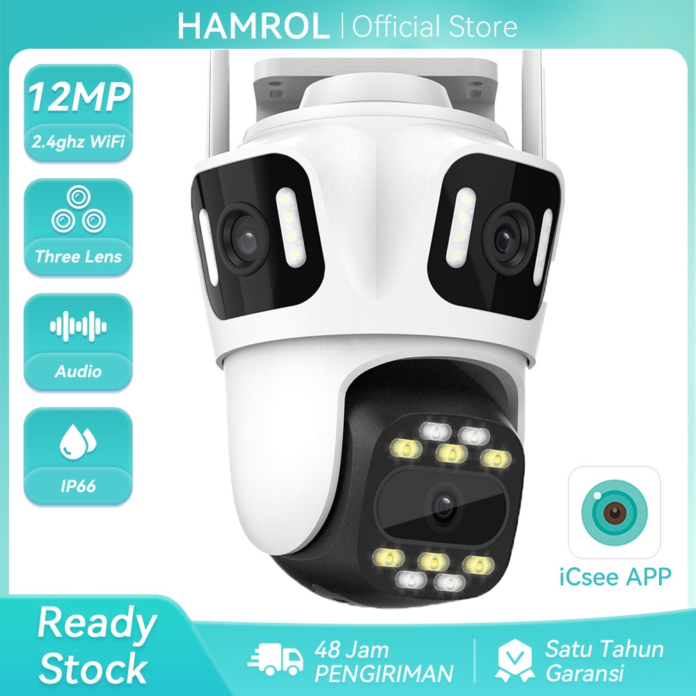 Jual Hamrol 8MP Kamera WiFi PTZ With Dual Lens 12MP Three Lens Outdoor ...