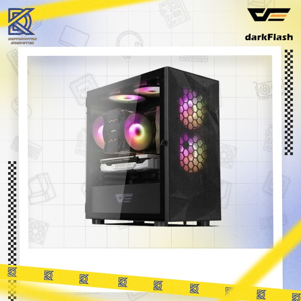 Jual AIGO DARKFLASH PC CASING DLM21 MESH TEMPERED GLASS MICRO-ATX ...