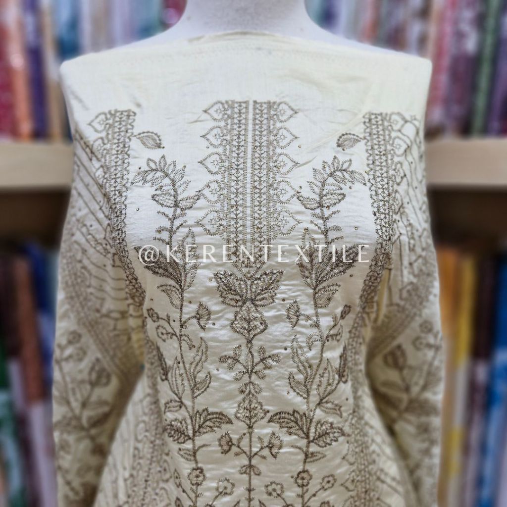 Jual COTTON PAPER SILK EMBROIDERY with STONE 24037 (Katun Bordir Paper ...