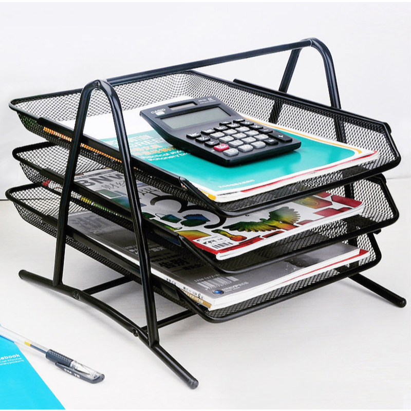 Jual Tray Besi Susun Desk Organizer Rak Buku Kertas Dokumen Elevated ...