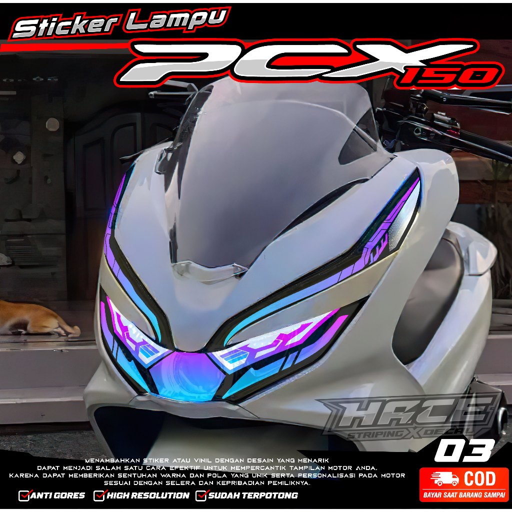 Jual KODE 03 STIKER VARIASI ALIS LAMPU MOTOR PCX 150 - STIKER LAMPU ...