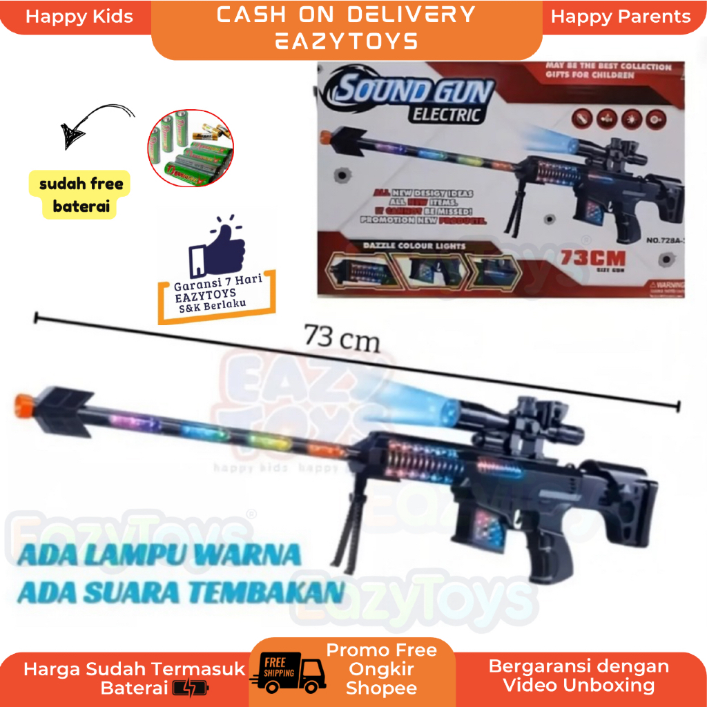 Jual Mainan Anak Tembakan Sniper Rifle Gun Light and Sound Gun Electric ...
