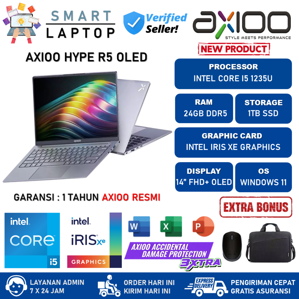 Jual Axioo Mybook Hype R5 Oled Intel Core i5 1235U 24GB 1TB 14" Inch ...