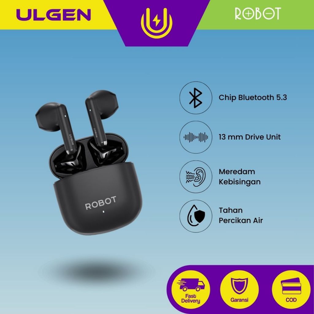 Jual ROBOT T60 TWS Earphone Headset Bluetooth V5.3 Wireless Half Ear ...