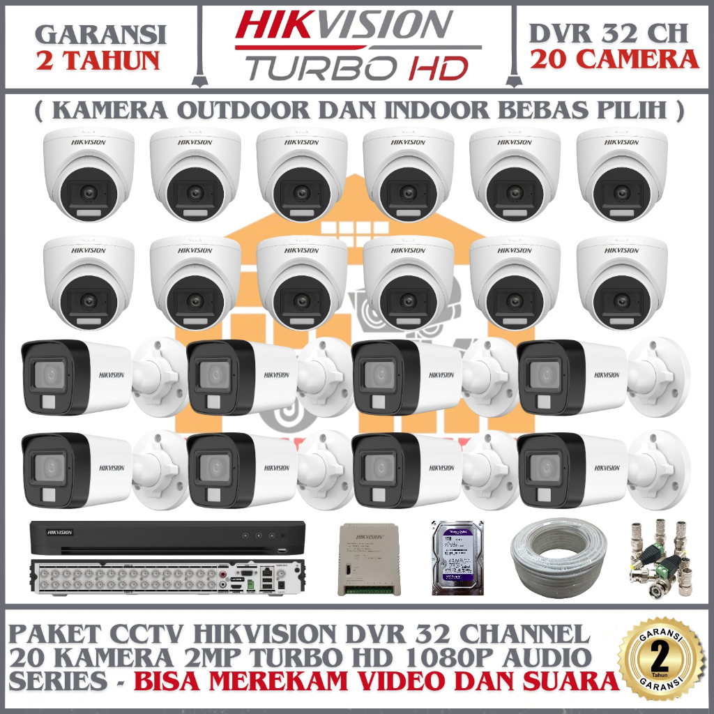 Jual Paket CCTV Hikvision DVR 32 Channel 20 Camera 2mp Turbo HD 1080P ...
