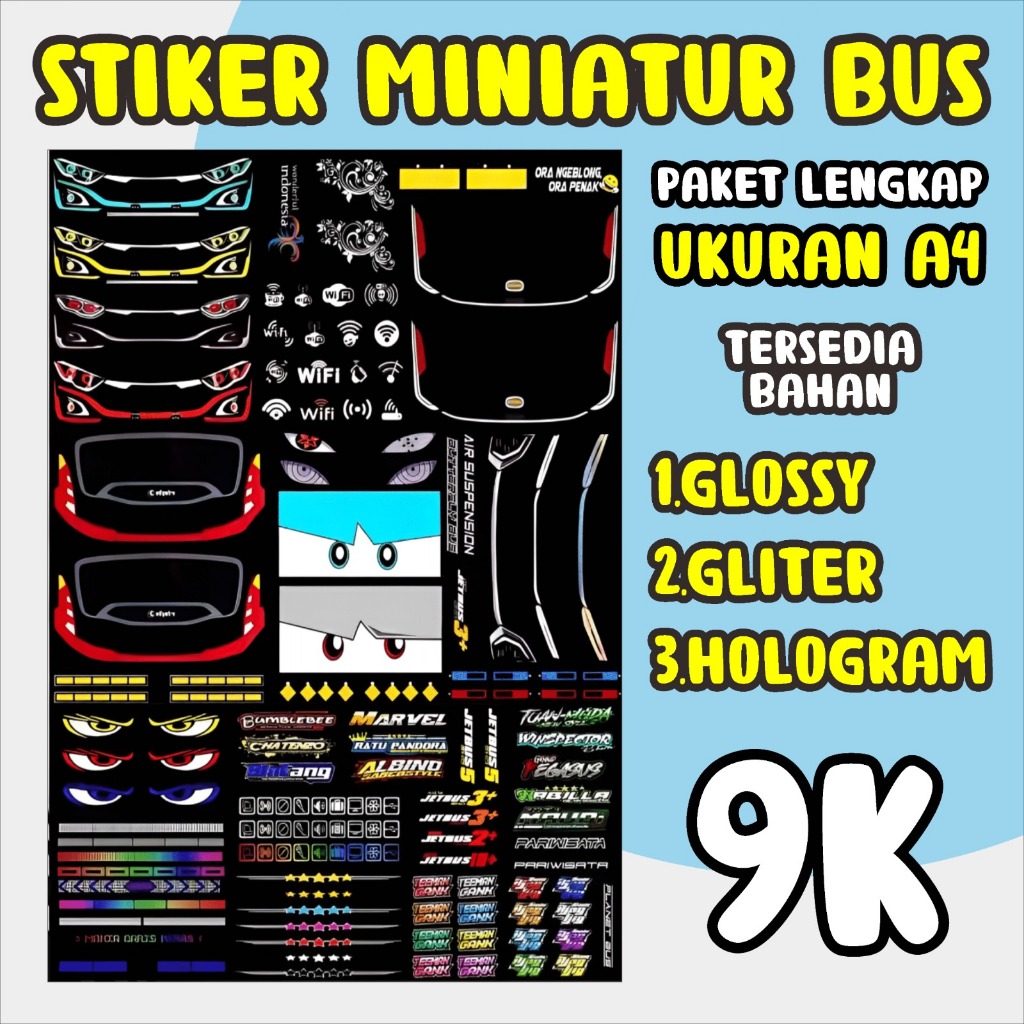 Jual Paket Lengkap Stiker Miniatur Bus, Stiker Lampu miniatur bus ...