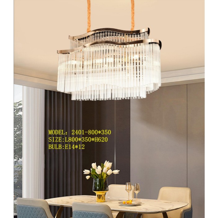 Jual SL2401-800X350 LAMPU GANTUNG HIAS KRISTAL MINIMALIS MODERN MEWAH RUANG TAMU KAMAR TIDUR ...