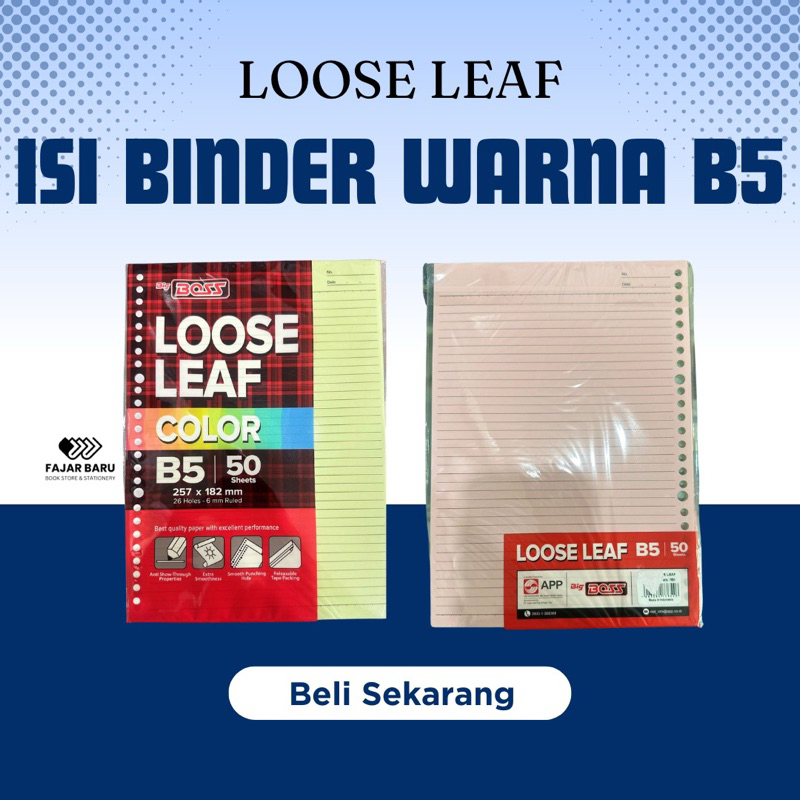 Jual ISI KERTAS BINDER WARNA B5 ISI 50 / KERTAS LOOSE LEAF | Shopee Indonesia
