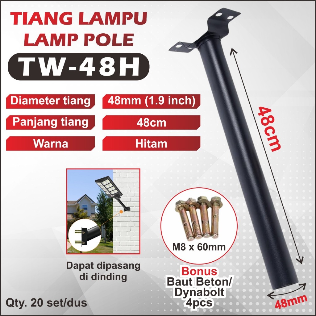 Jual Tiang Lampu Jalan Universal Dapat Di Pasang Di Dinding FREE Baut ...