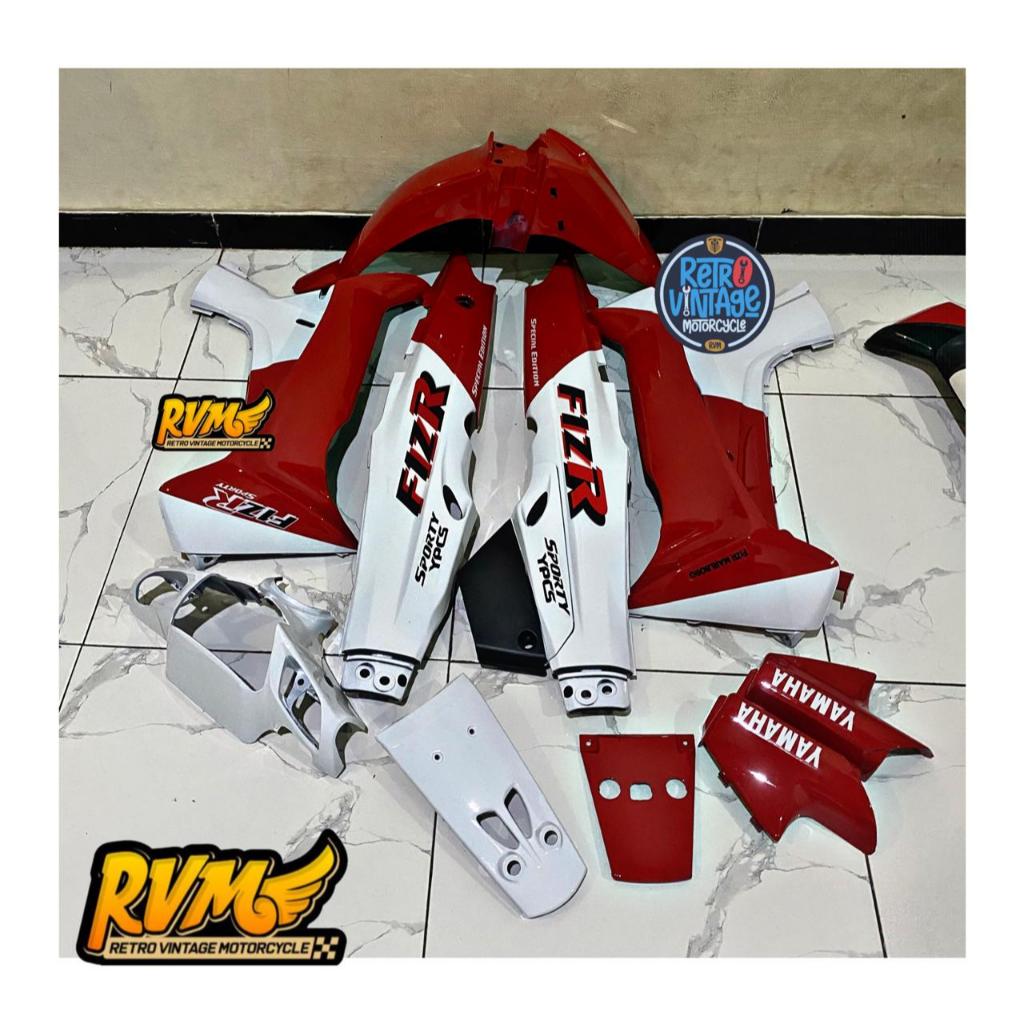 Jual Cover Body yamaha Fizr malboro merah set striping paket Bodi body ...