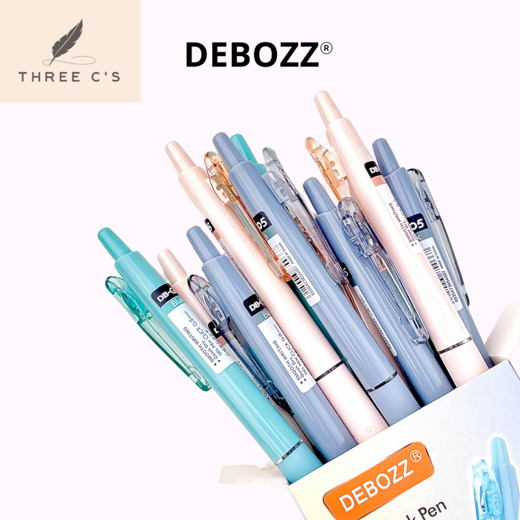 Jual [1 Kotak] DEBOZZ Gel Pen DB-G05 Black Pulpen Hitam Aesthetic Pen ...