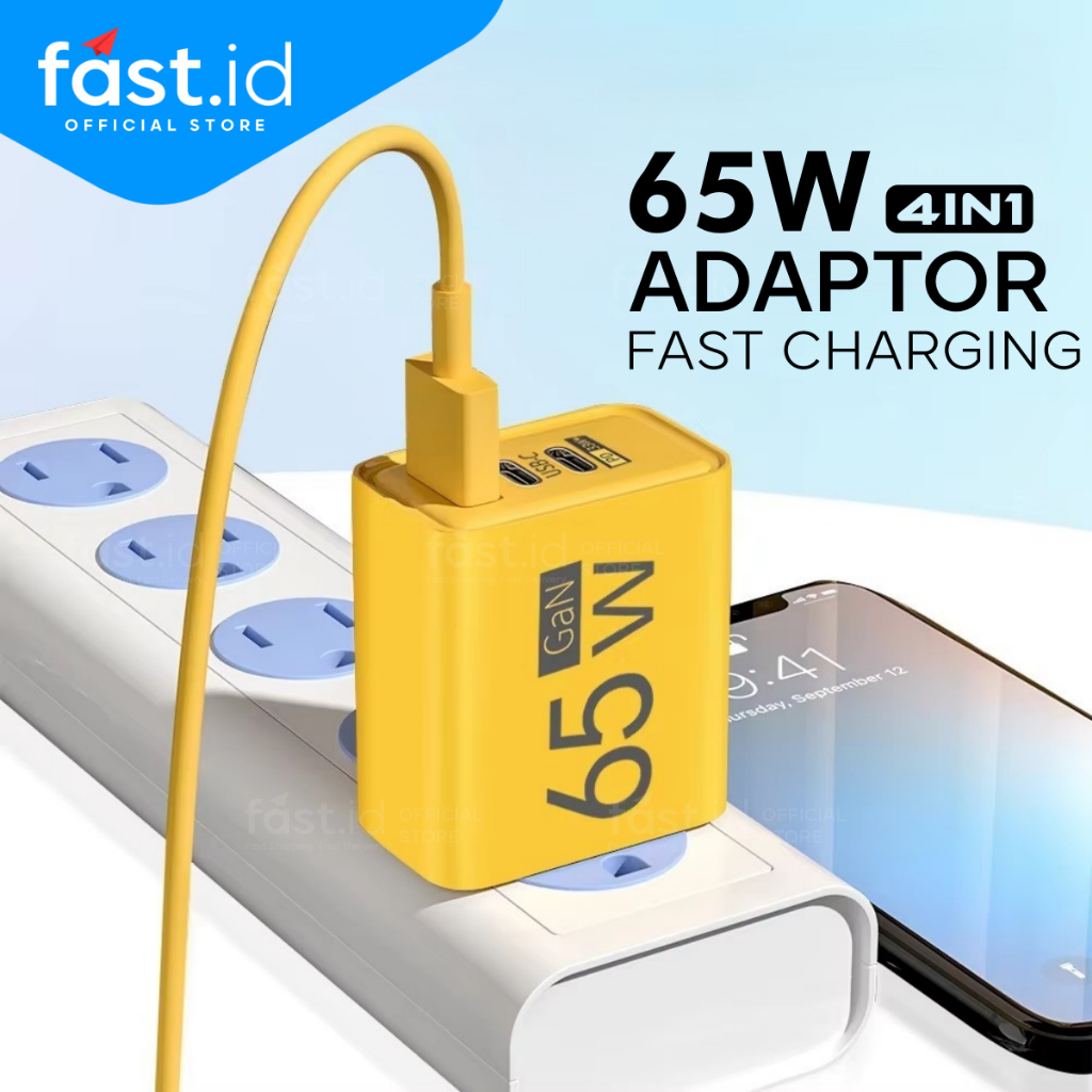 Jual FAST ADAPTOR 65W FAST CHARGING 6 USB A TYPE C ORIGINAL CHARGER ...