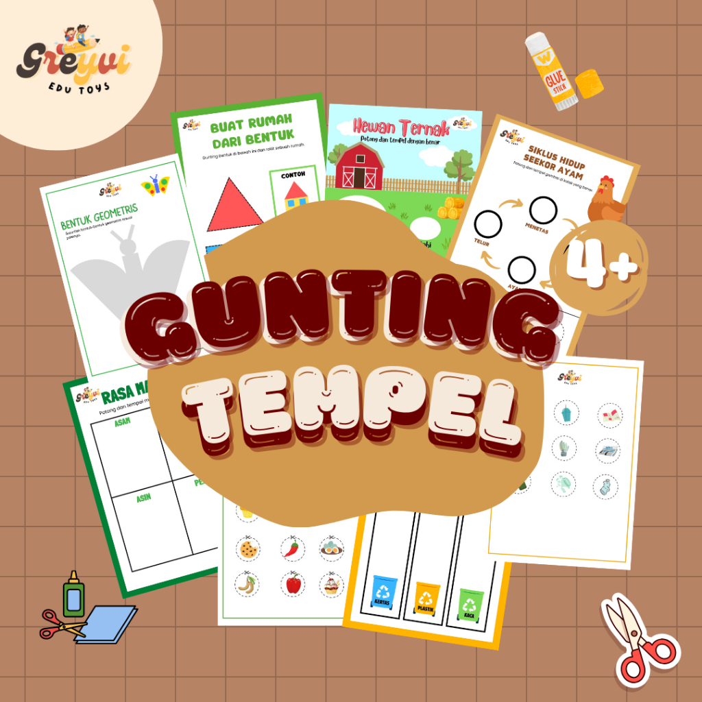 Jual Worksheet Anak Aktivitas Menggunting Menempel 4-5 Tahun Gunting ...