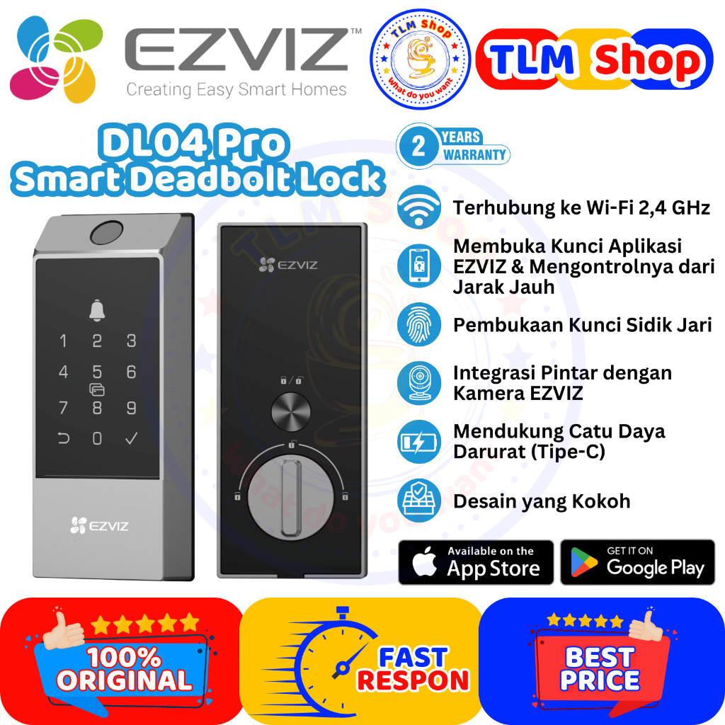 Jual EZVIZ DL04 Pro Smart Deadbolt Lock Smart Home Wifi | Shopee Indonesia