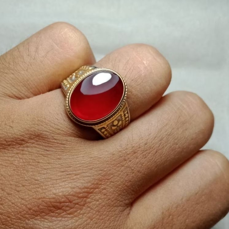 Jual cincin batu akik red baron natural | Shopee Indonesia
