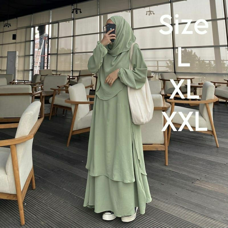 Jual Hameda One set Rok Long Tunik Syari Baju Gamis Lebaran setelan ...