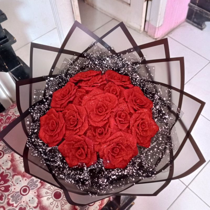 Jual Buket Bunga Mawar Satin 16 Tangkai | Shopee Indonesia