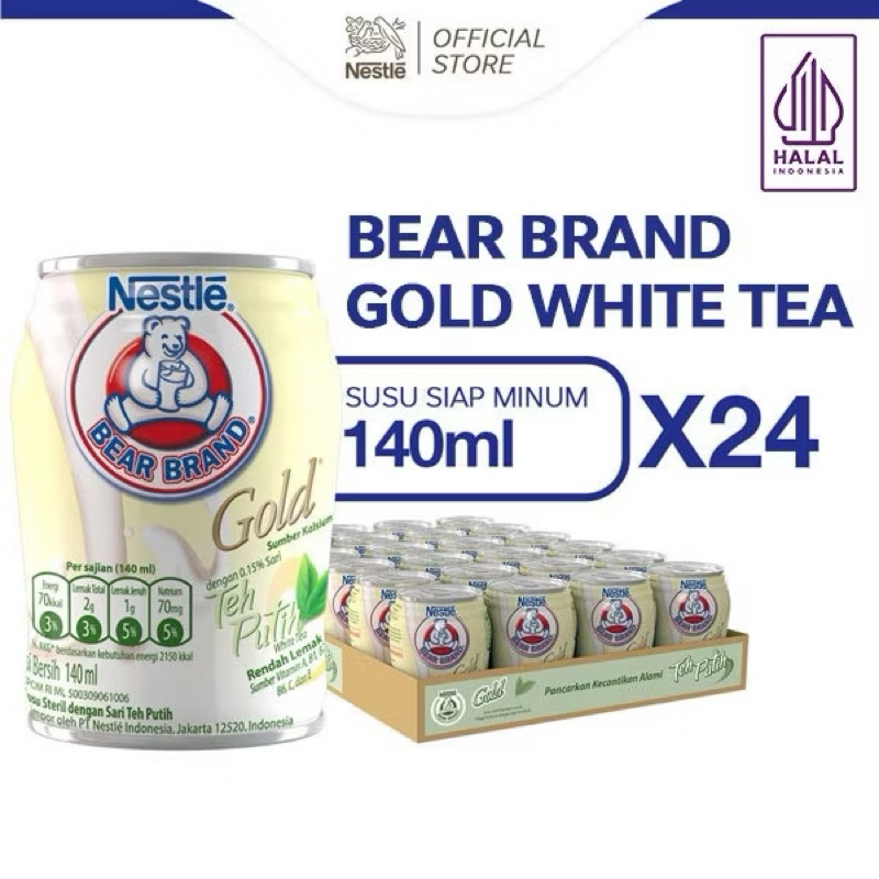 Jual BEAR BRAND Susu Kaleng White Tea Susu Steril 140ml x 24 pcs 1 DUS | Shopee Indonesia