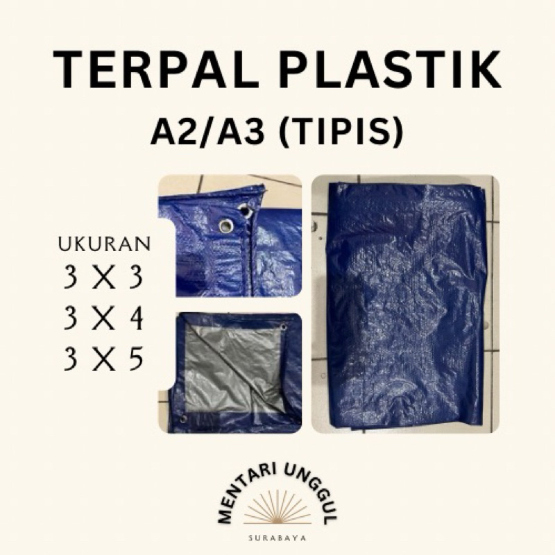 Jual Terpal Plastik Biasa A2 / A3 (TIPIS) Warna Biru Silver UKURAN ...